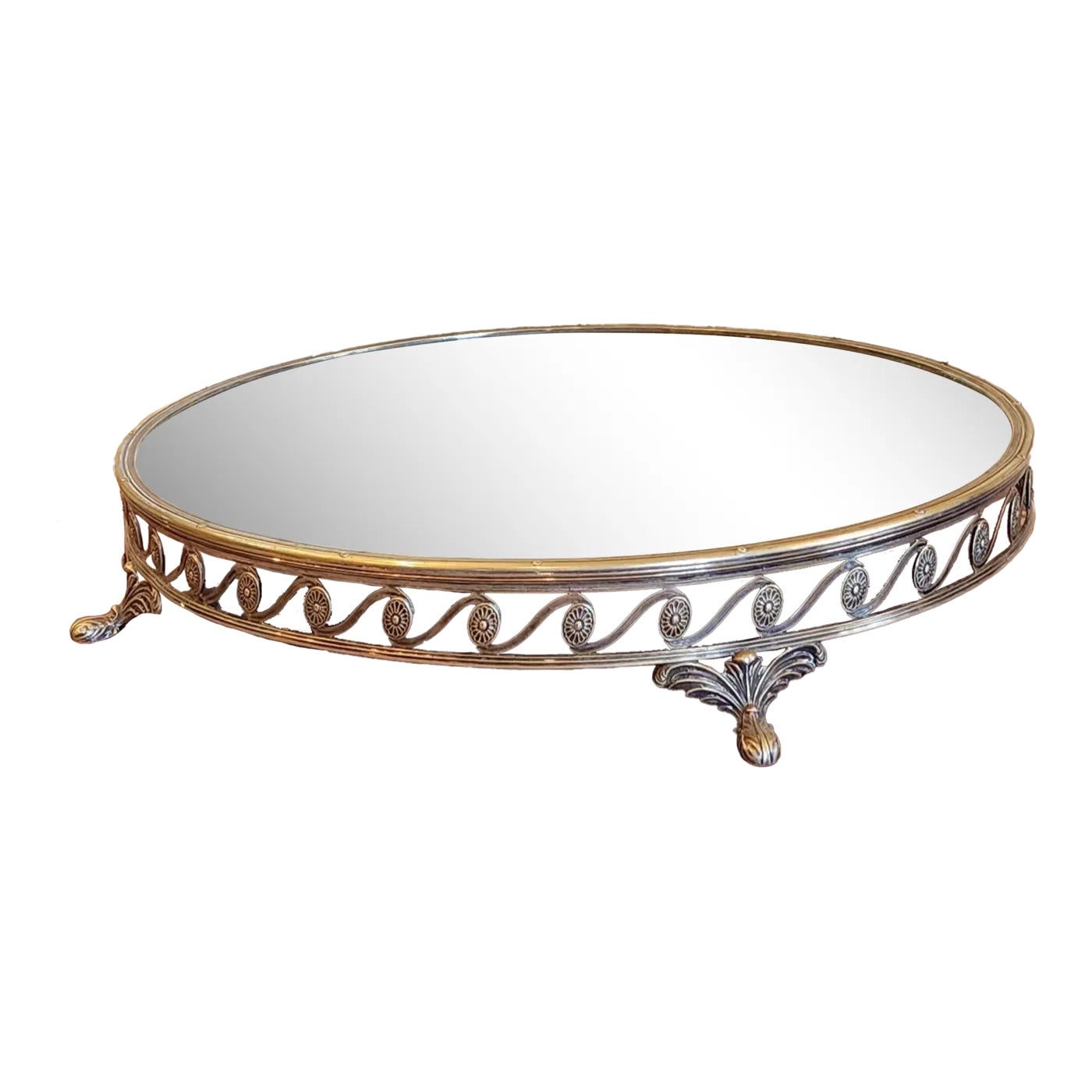 Antique Silver Plated Plateau Mirror | Chairish