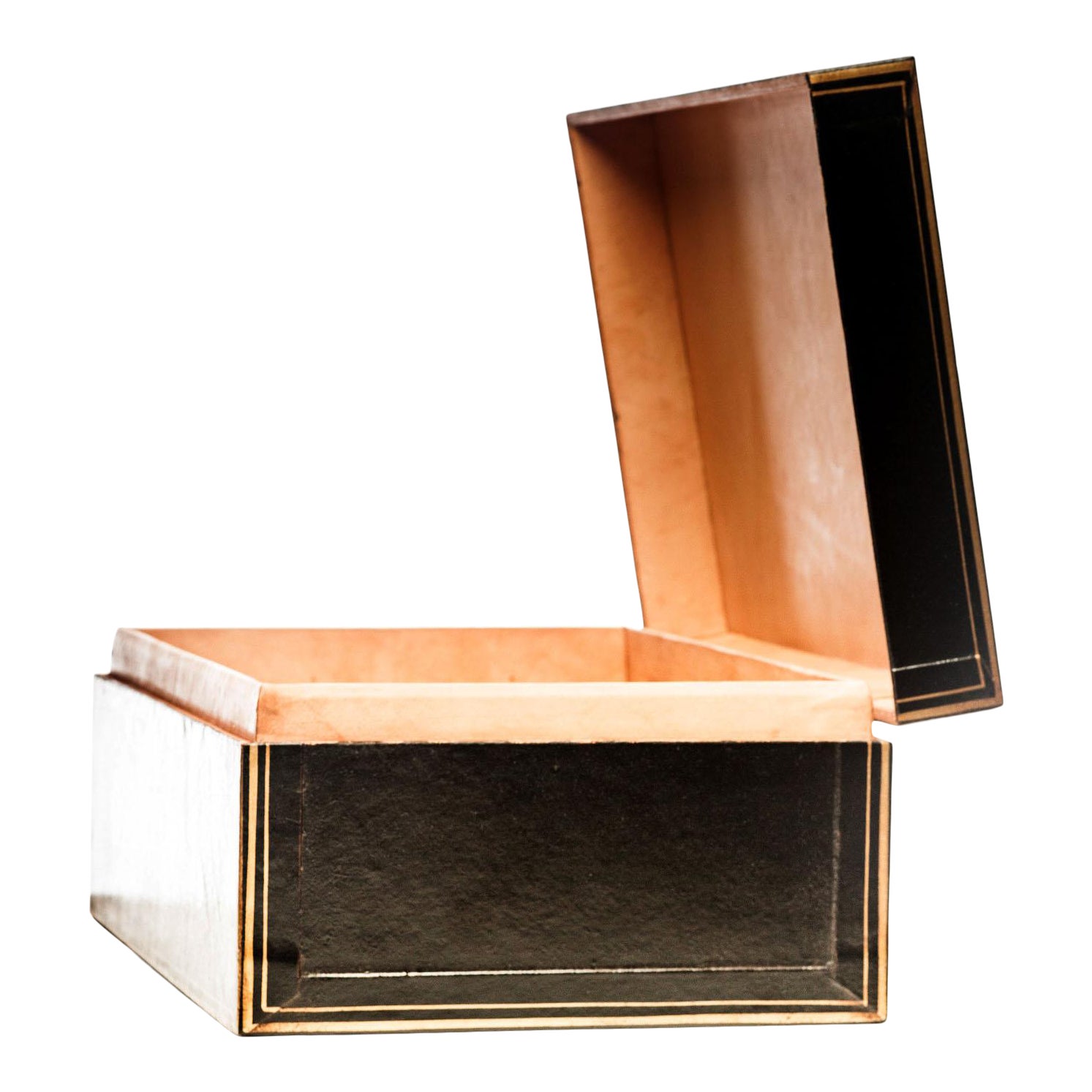 Lawrence & Scott Black Regalia Leather Box With Brass Stand as Side ...
