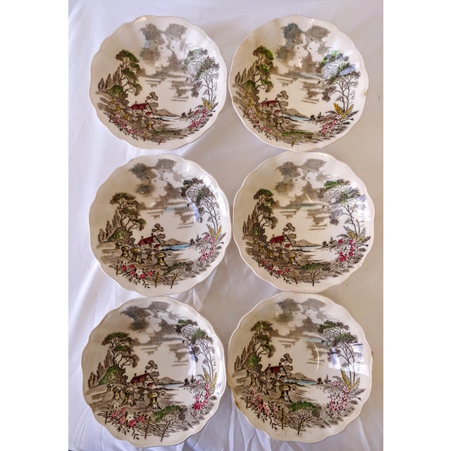 Vintage J & G Meakin Olde Avon Dale Straffordshire Dinner Plate Set ...