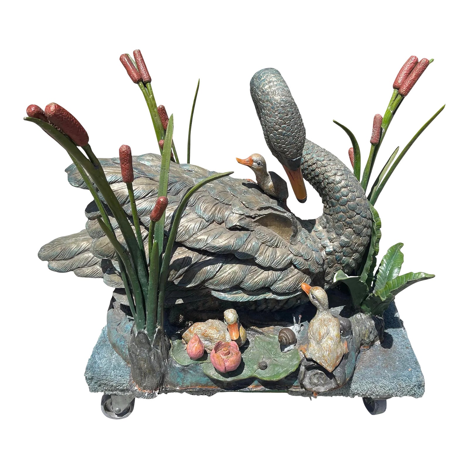 Bronze Swan Sculpture Table Base by Castano 44" | Chairish