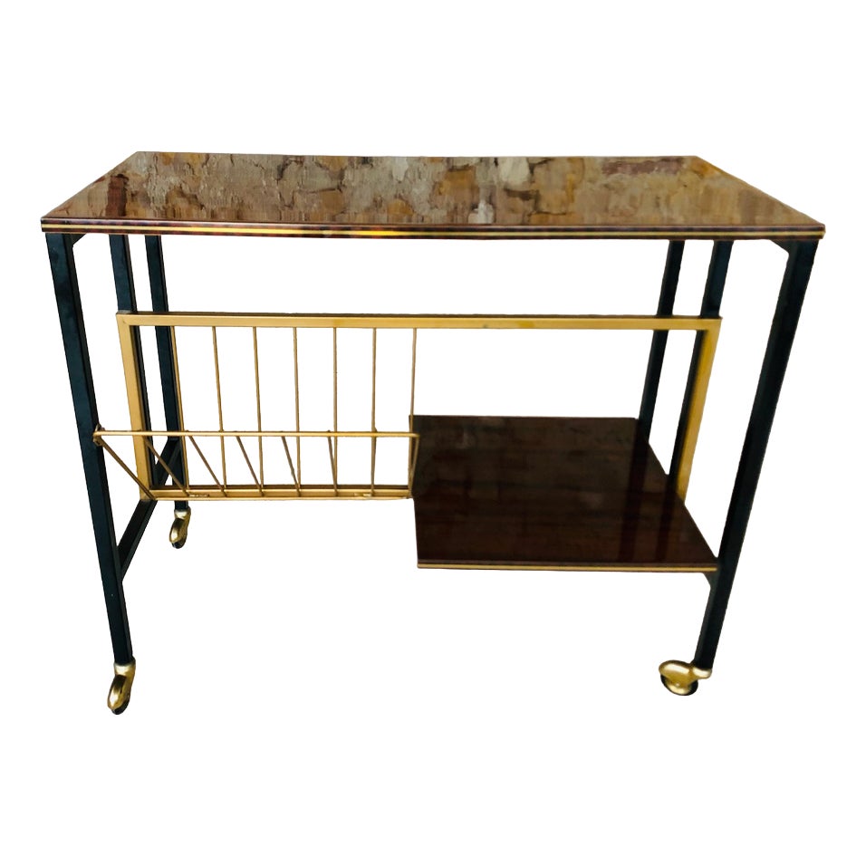 Vintage Console with Storage on Wheels, 1970s | Chairish