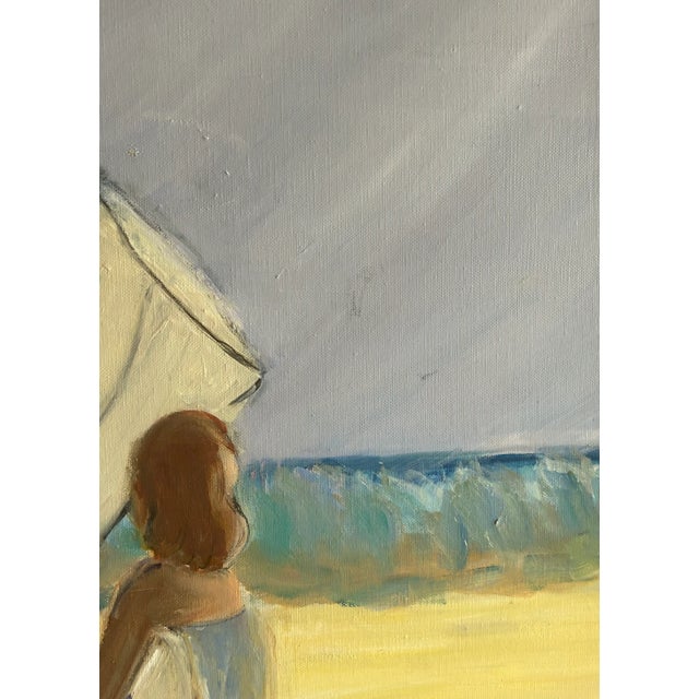 Late 20th Century Vintage Seaside Original Oil Painting on Canvas "The Perfect Day", Signed by ...