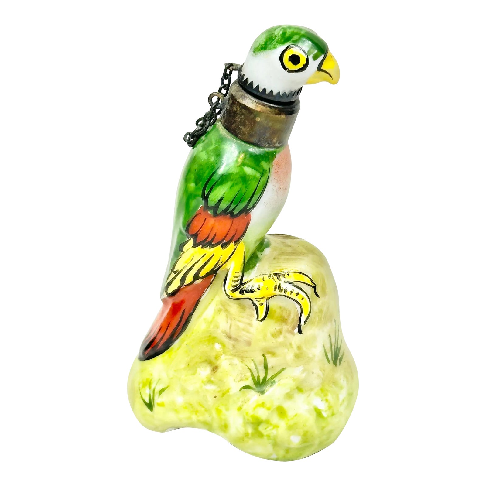 Vintage Hand Painted Limoges Parrot Perfume Bottle | Chairish