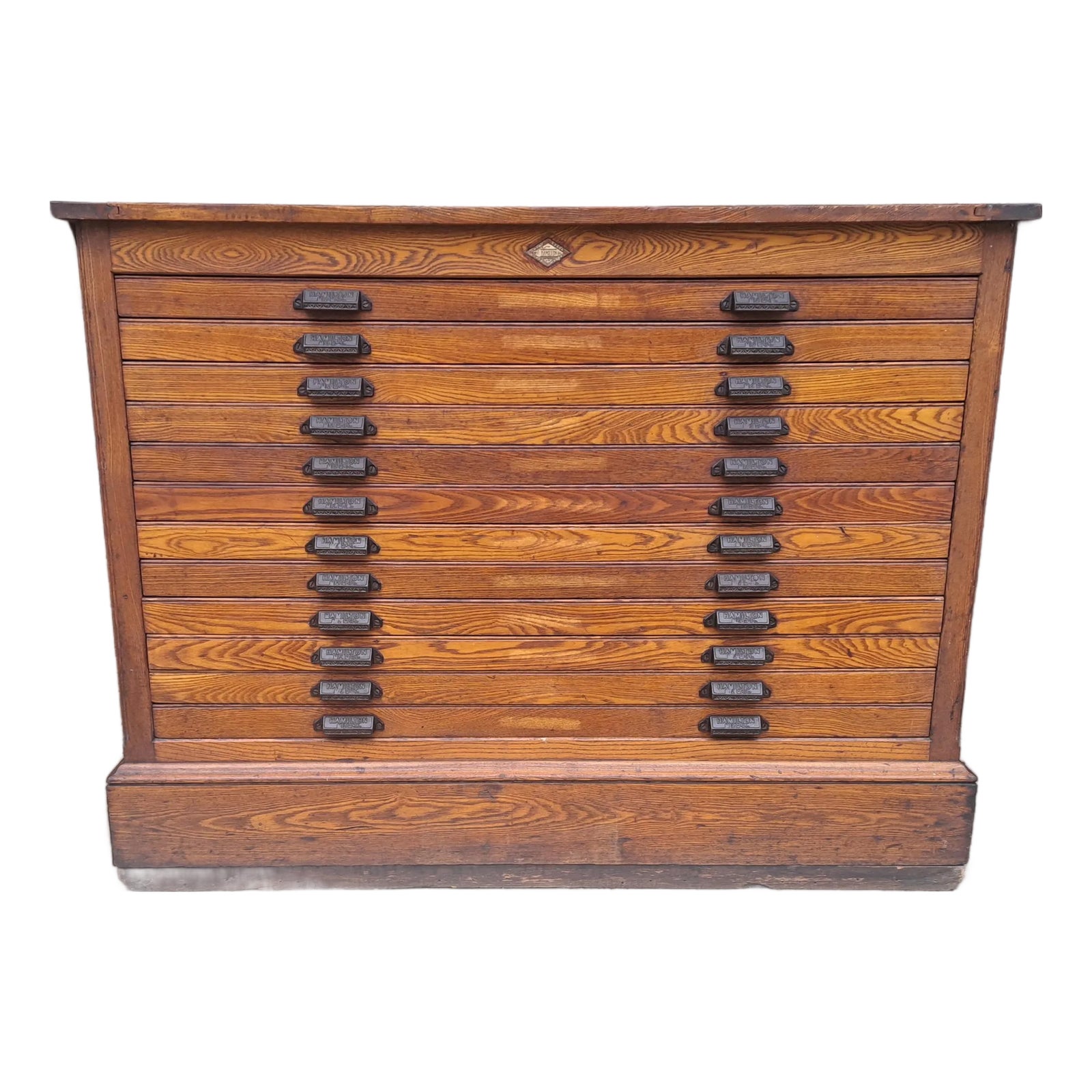 Antique Hamilton Oak 12 Drawer Flat File | Chairish