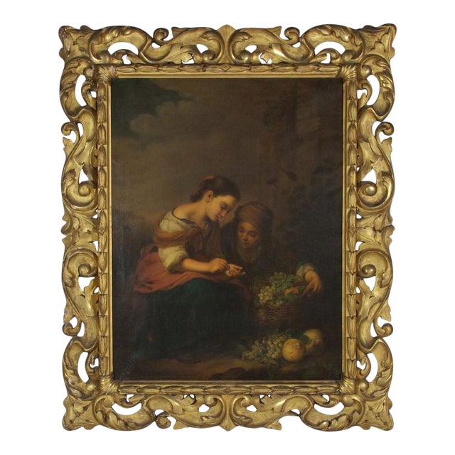 "The Little Fruit Seller" Oil on Canvas after Bartolomé Esteban Murillo | Chairish
