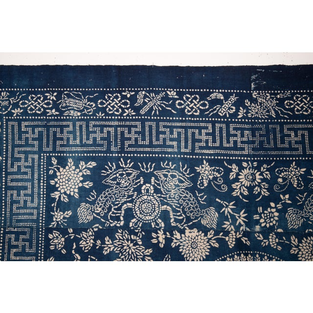 Vintage Chinese Indigo Hand Made Batik Panel | Chairish