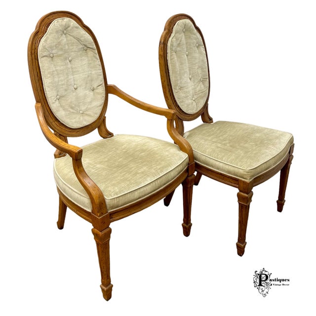 Vintage Heritage Traditional Tuscan Walnut Cushioned Dining Chairs ...