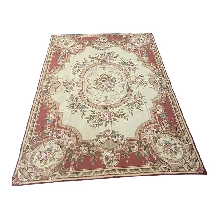 Handwoven French Style Needlepoint Rug 6'0" X 9'0" | Chairish
