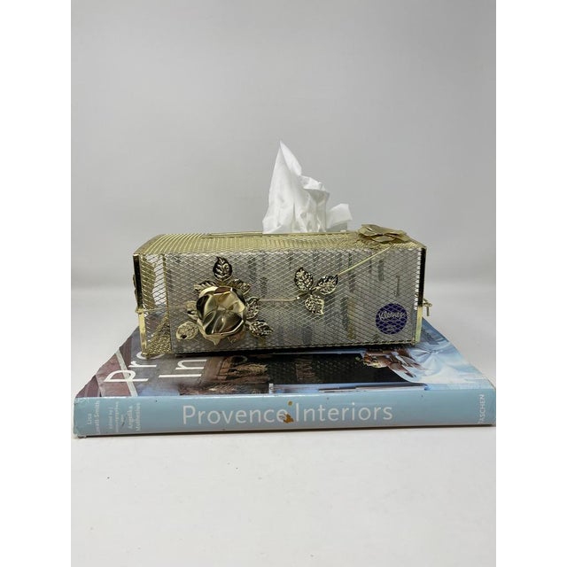 Vintage Mid-Century Gold-Tone Metal Facial Tissue Box Cover With ...