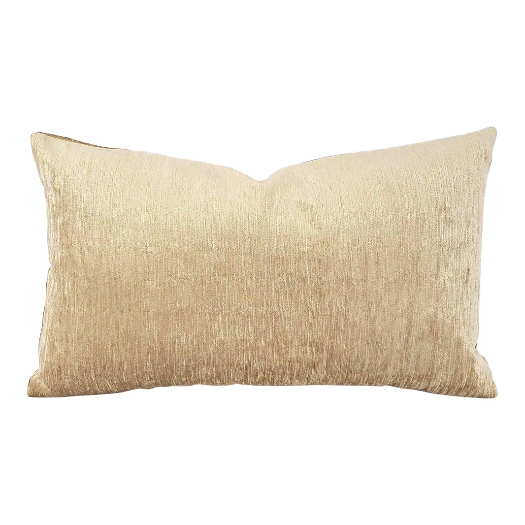 12" X 20" Silky Chenille Sand Lumbar Pillow Cover -Tan and Light Gold ...