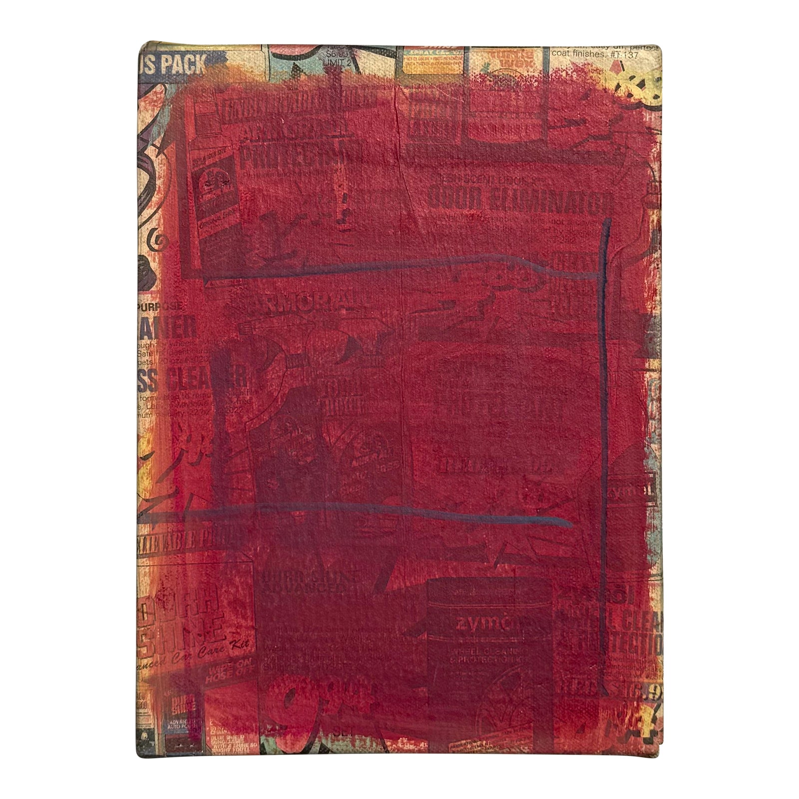 Vintage Boho Abstract Mixed Media Newspaper on Board | Chairish