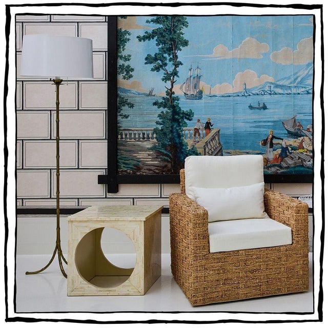 Late 20th Century Pair of Bone Marquetry Square Side Tables | Chairish