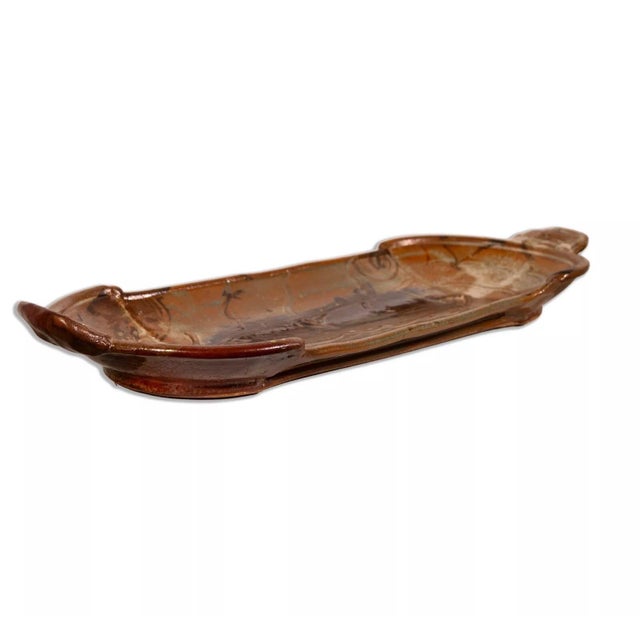 John Glick Round Mid Century Modern Earthtoned Glazed Ceramic Tray ...