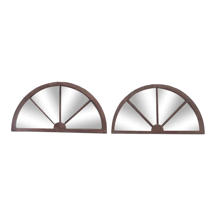 1900s Arched Transom Windows With Mirrors - A Pair | Chairish