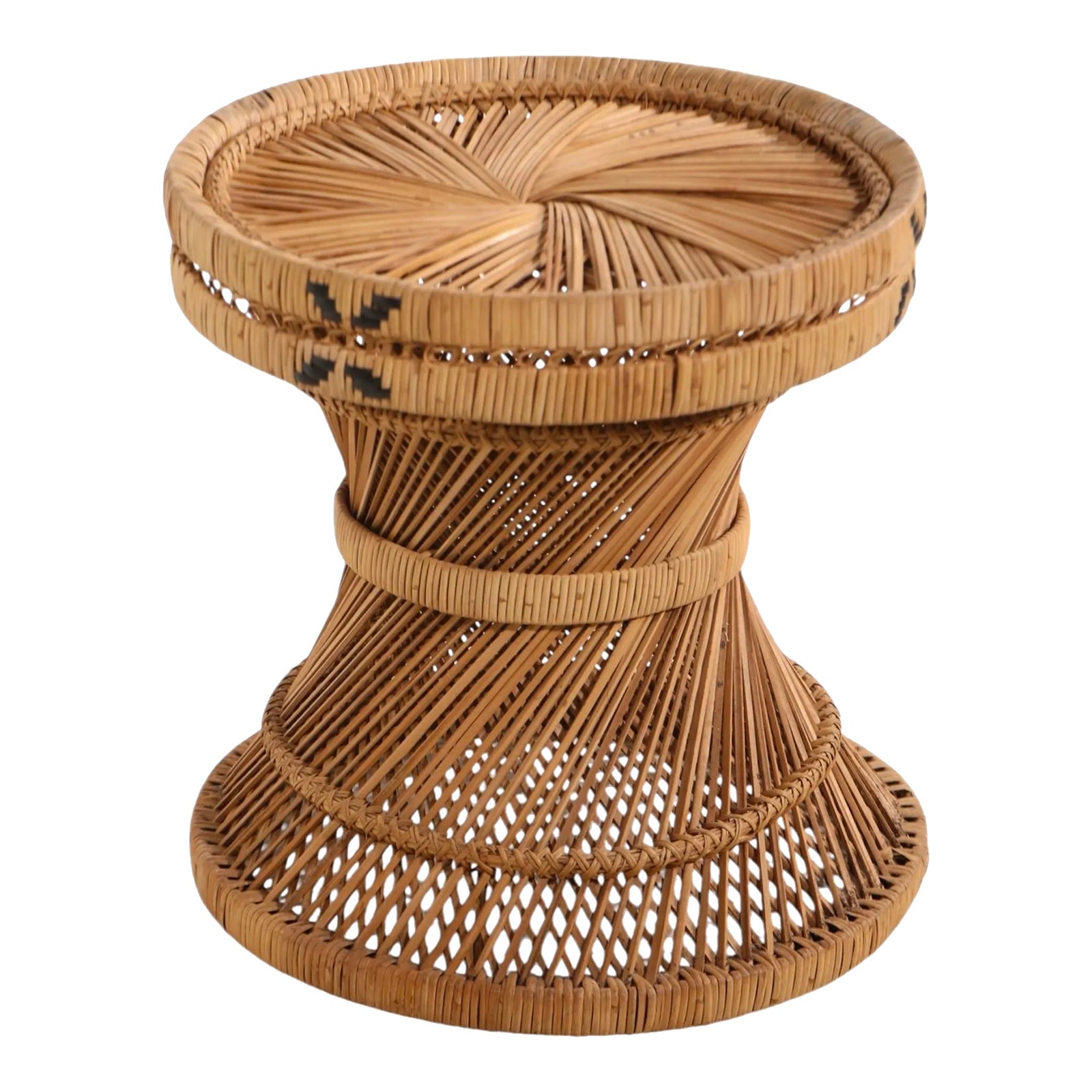 Mod Woven Wicker Hourglass Peacock Drink Table Stool Vintage 1970/80's ...