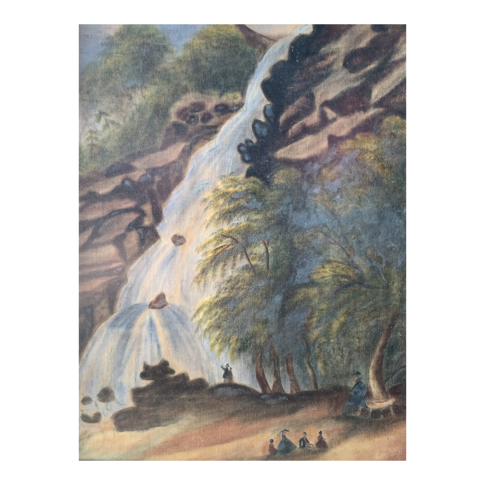 Late 19th Century Folk Art "Tallulah Falls, Georgia" Painting on Velvet ...