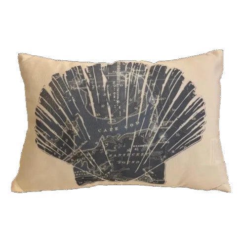 Cape Cod Nautilus Shell Nautical Chart Lumbar Sunbrella Pillow | Chairish