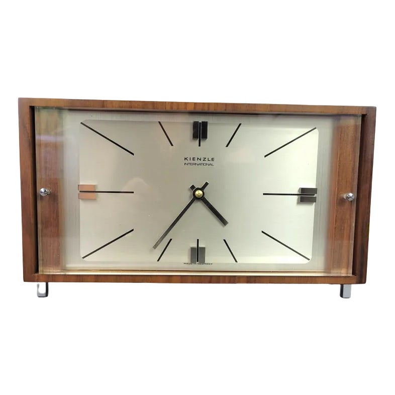 German Table Clock in Silver from Kienzle International, 1950s | Chairish