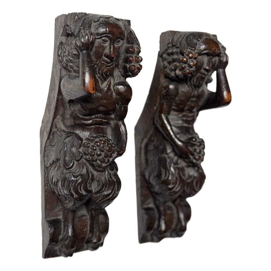 Hand-Carved Satyrs, 18th Century, Set of 2 | Chairish