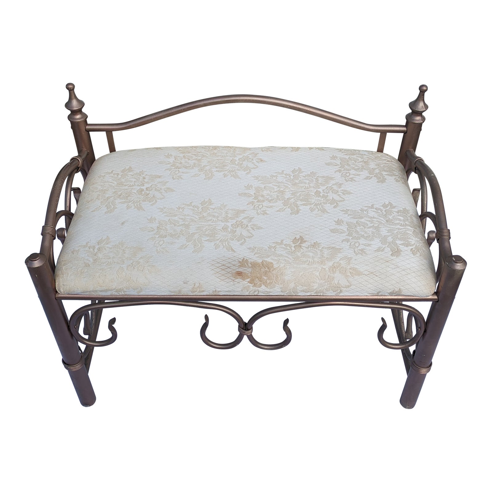 Mid 20th Century Decorative Bronze Vanity Seat With Cushion | Chairish