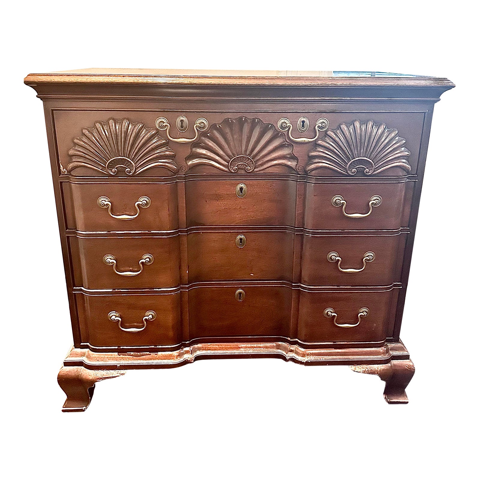 Vintage Kittinger Historic Newport Blockfront Goddard Four Drawer Chest ...