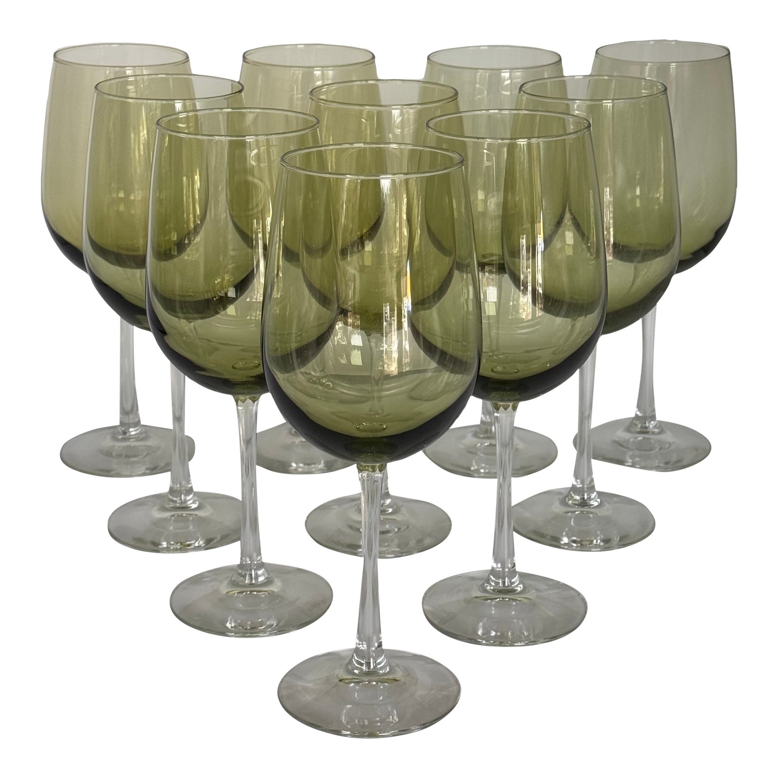 1970's Large Green Water Goblets - Set of 10 | Chairish