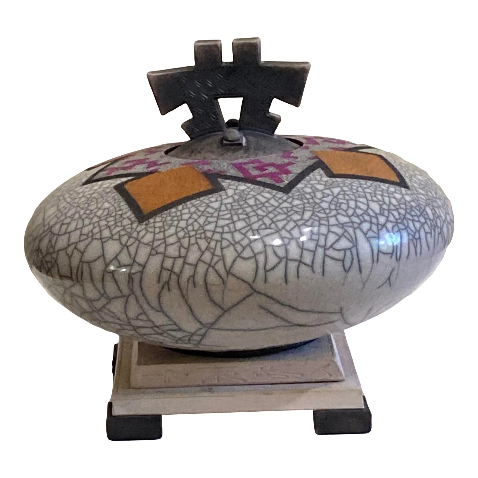 Rick Foris Contemporary Raku Ceramics Art Studio Vessel | Chairish