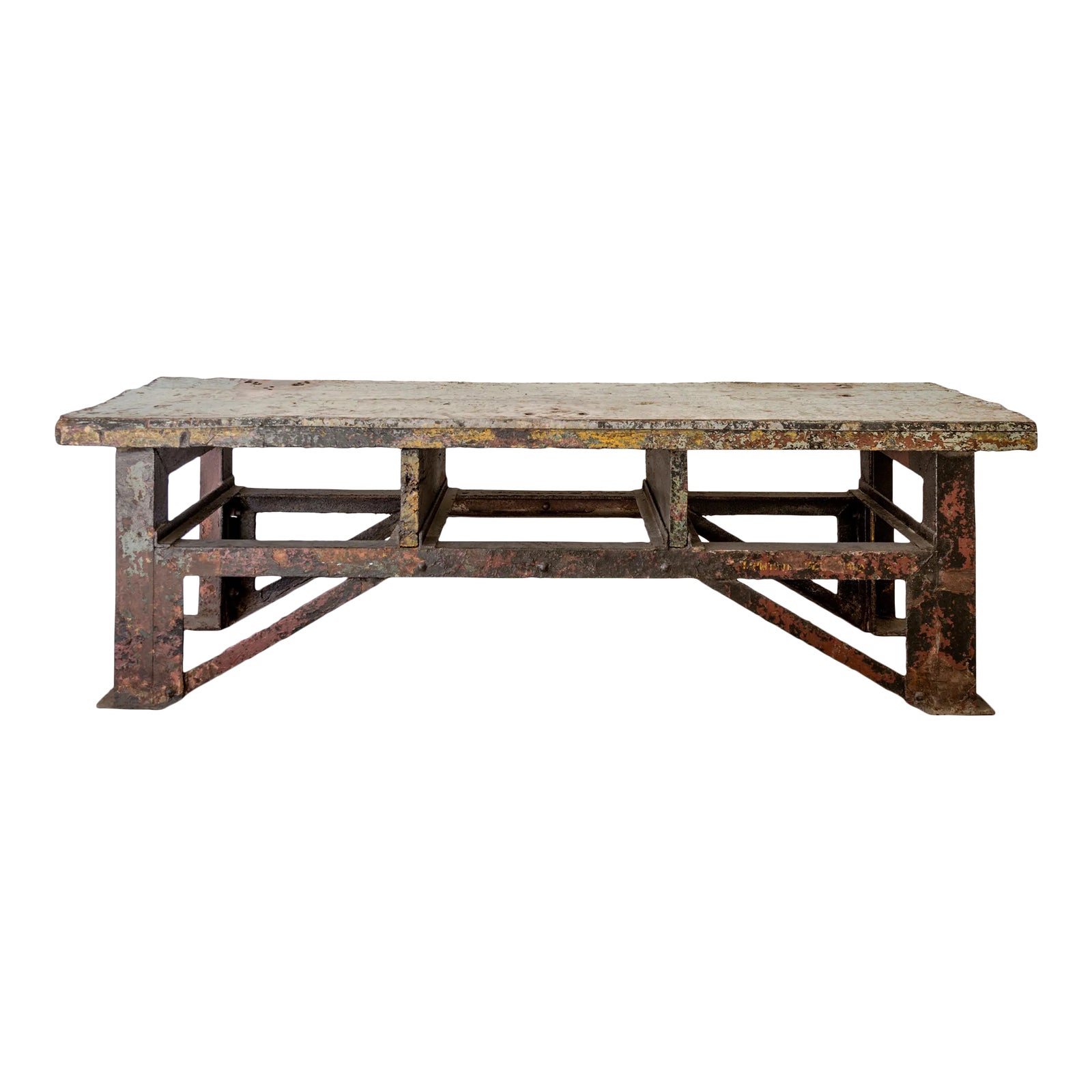 Mid 20th Century Metal Clad Wood + Steel Industrial Table | Chairish