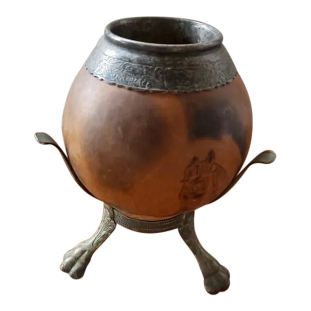 Antique Silverplated Horse Portrait Yerba Mate Calabash Gourd Cup on ...