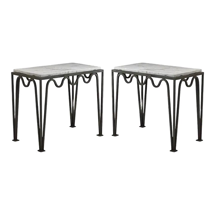 Pair of 'Méandre' Verdigris and Marble Side or End Tables by Design ...