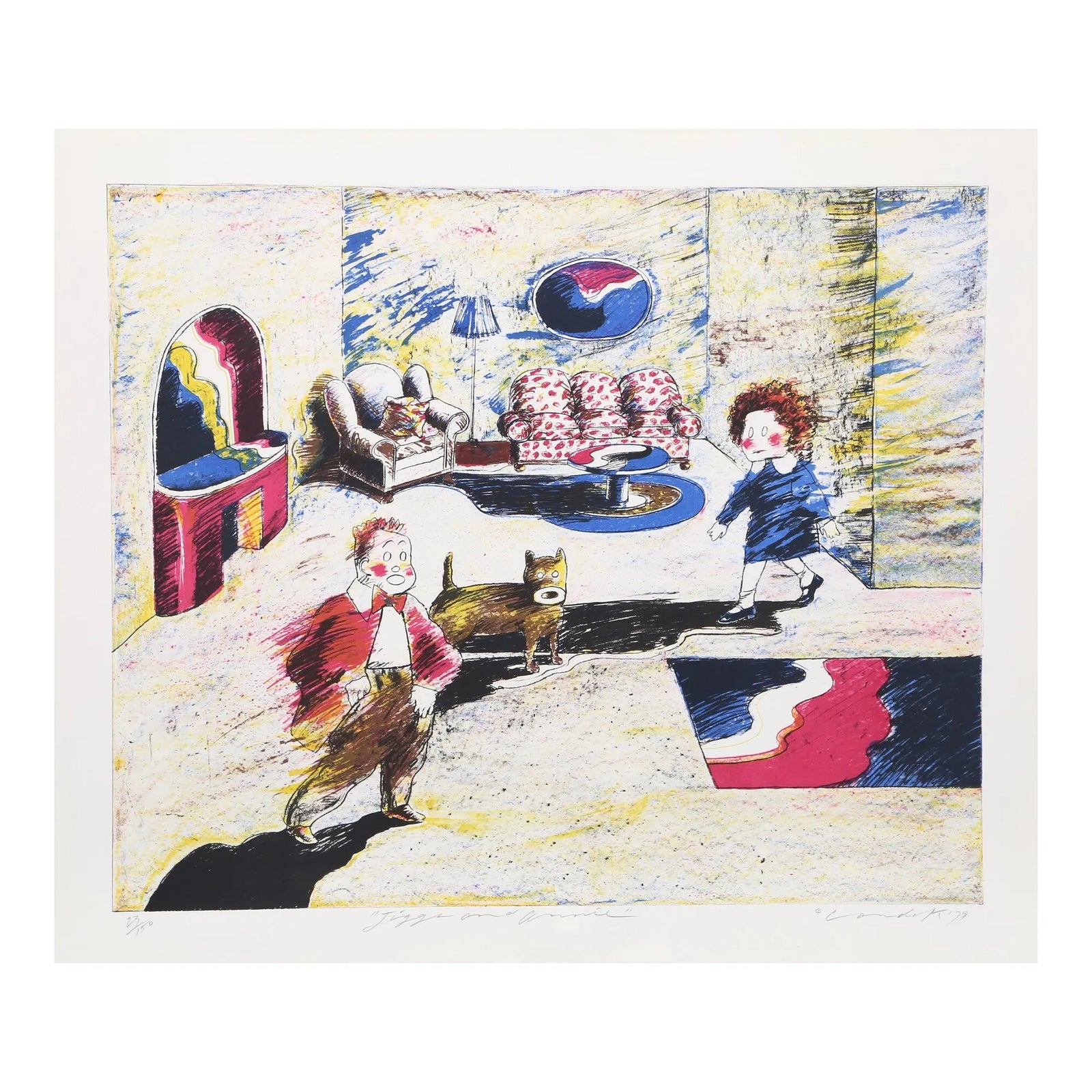 Cliff Ara Condak "Jiggs and Annie" Lithograph | Chairish