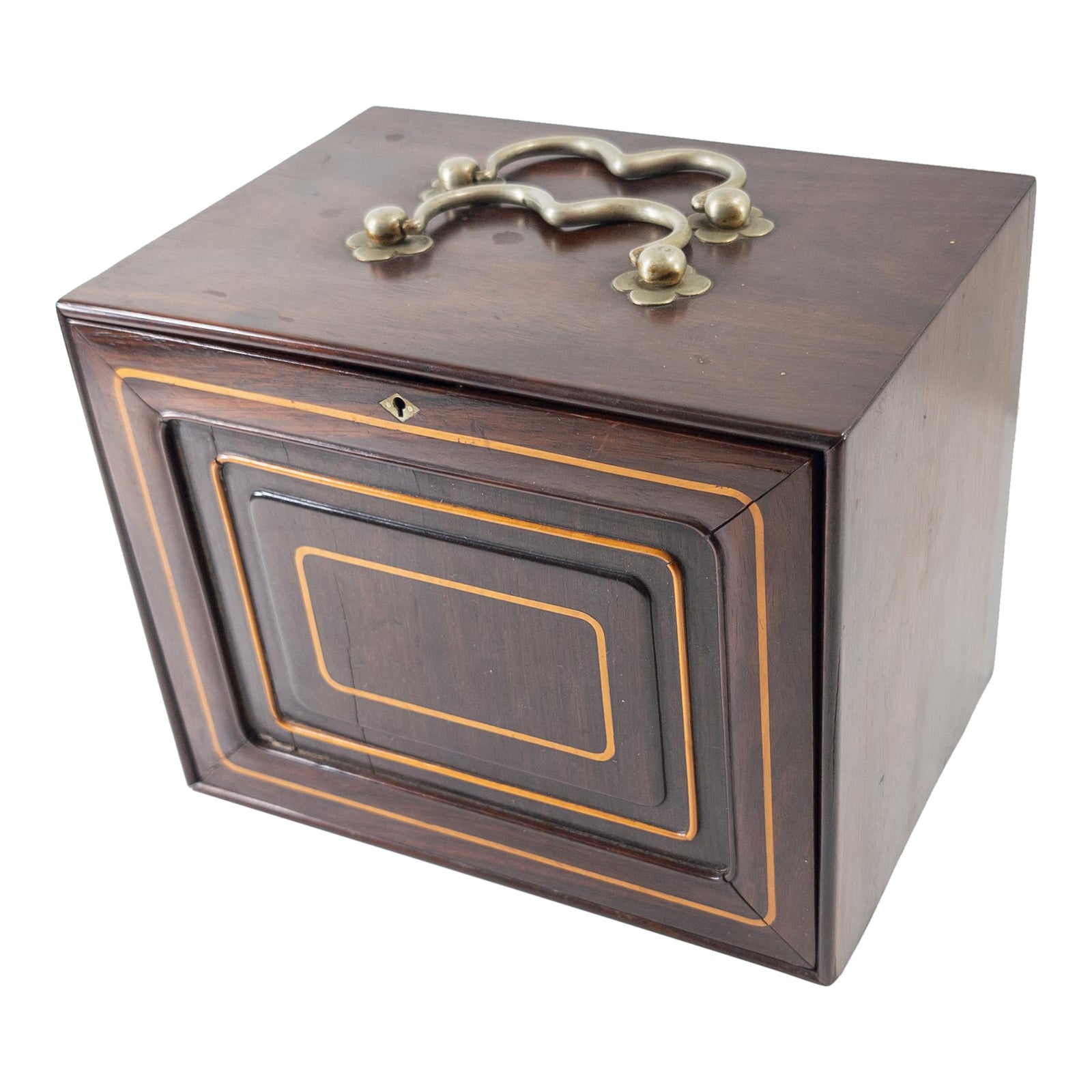 19th Century Chinese Hongmu Mahogany Rosewood and Boxwood Box | Chairish