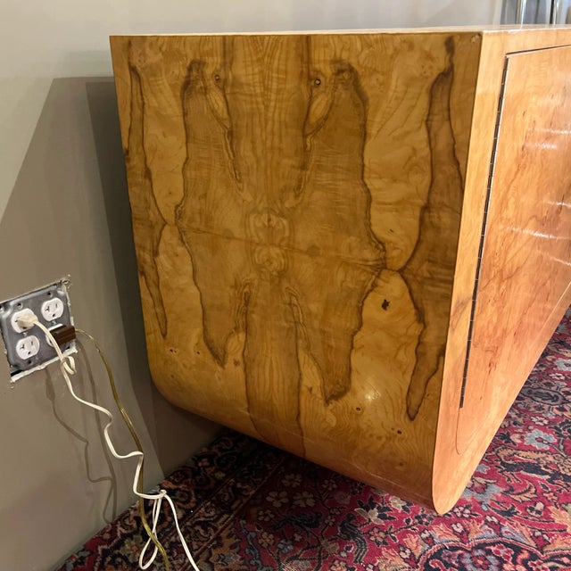 1980’s Burlwood Mid Century Console Attributed to Pace Company | Chairish