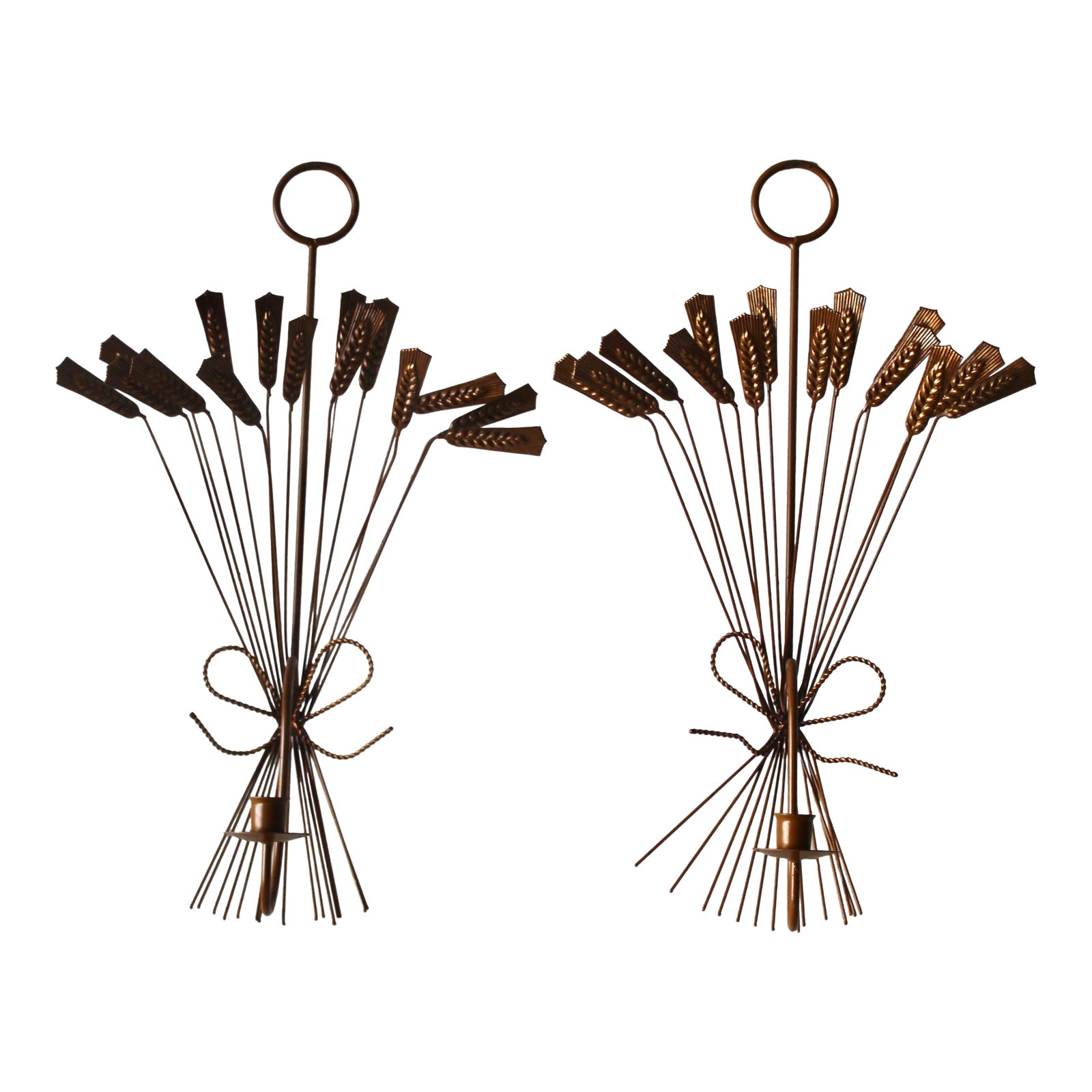 Italian Style Sheaves of Wheat Mid-Century Sculptural Wall Mount Candle ...