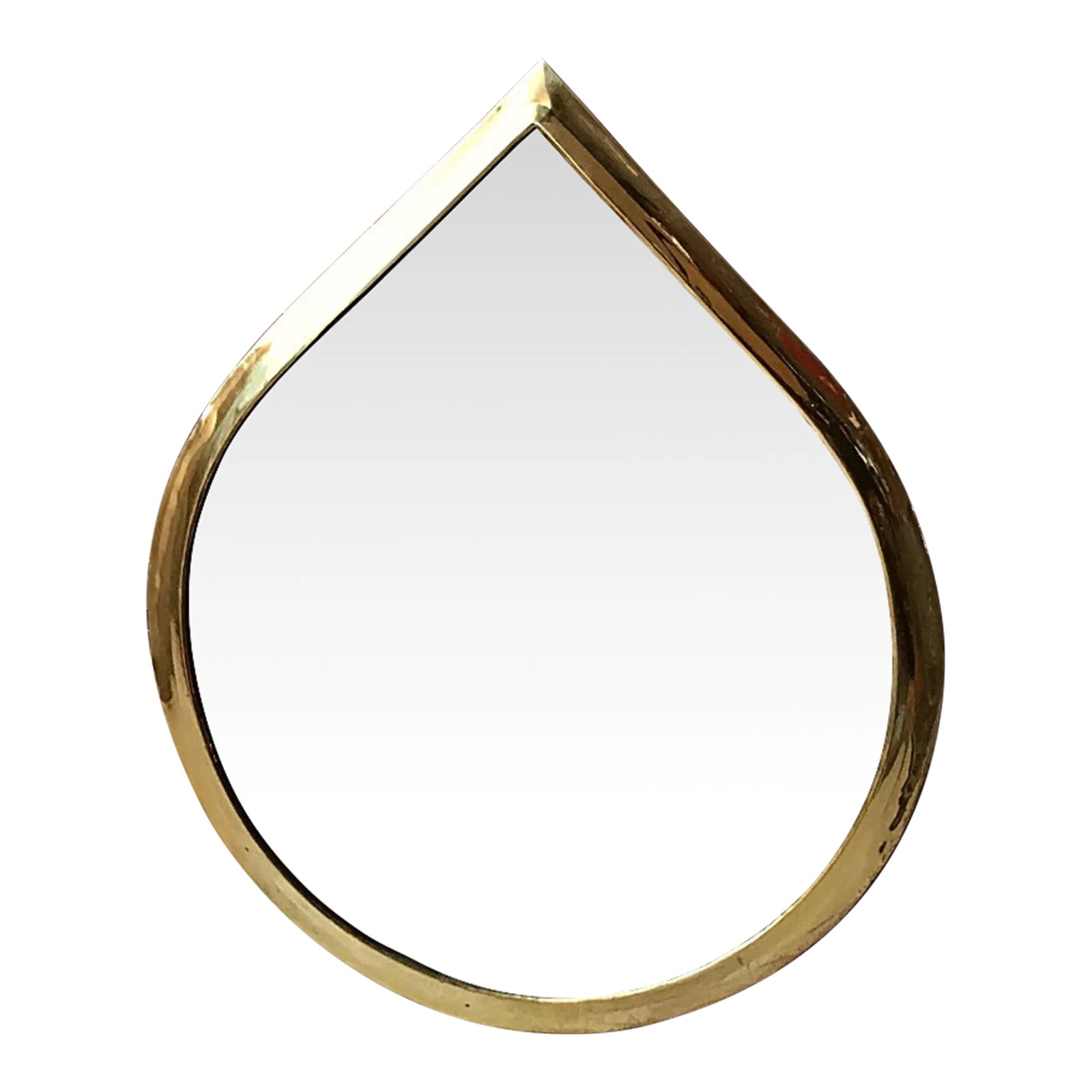 1980s Water Drop Mirror Gold Brass Frame | Chairish