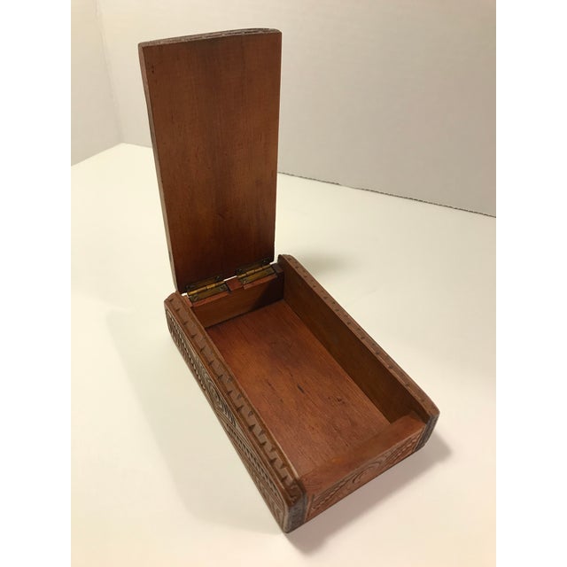 New Zealand Mid-Century Maori Wooden Tiki Box Waka Huia Hand Carved Art ...