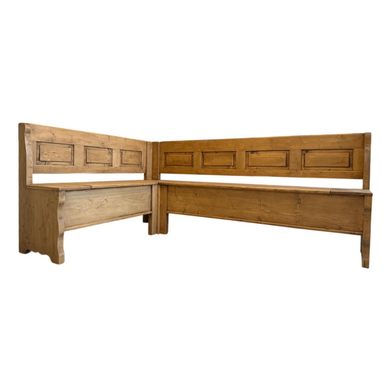 Farmhouse Corner Bench Group in Wood | Chairish