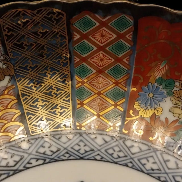 Mid 20th Century Japanese Imari Fluted Scalloped Edge Bowl, Signed in ...