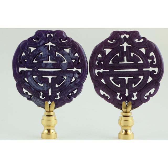 Chinese Calligraphy Symbol Lamp Finials - a Pair | Chairish
