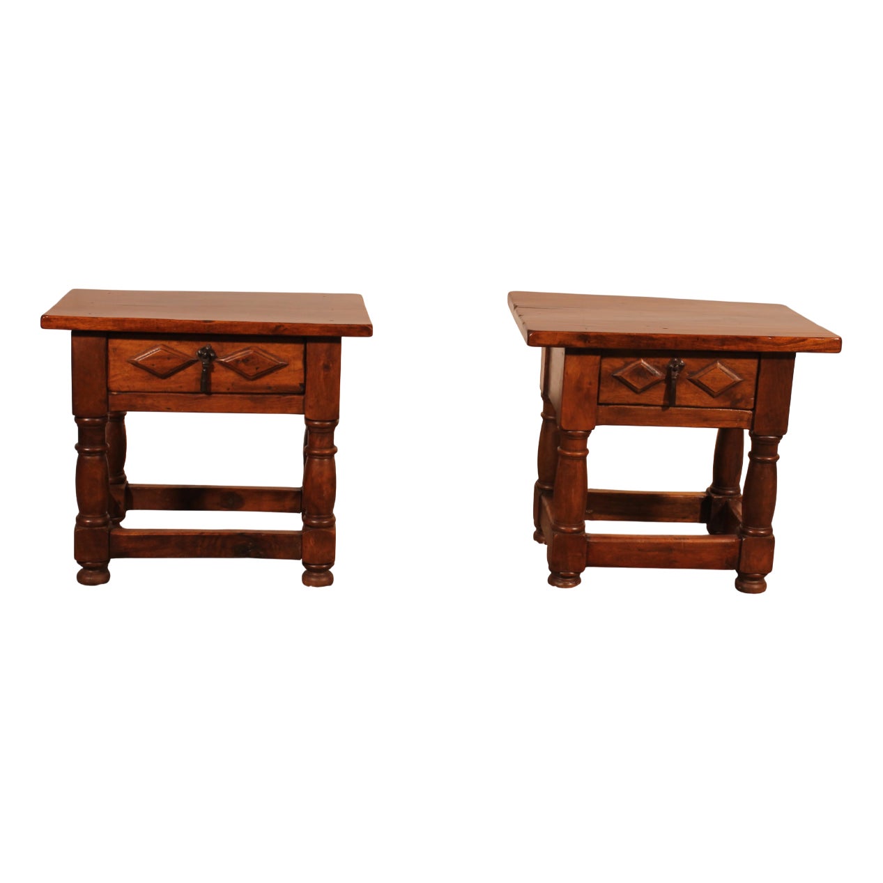 Spanish Walnut Bedside Tables, 1950s, Set of 2 | Chairish