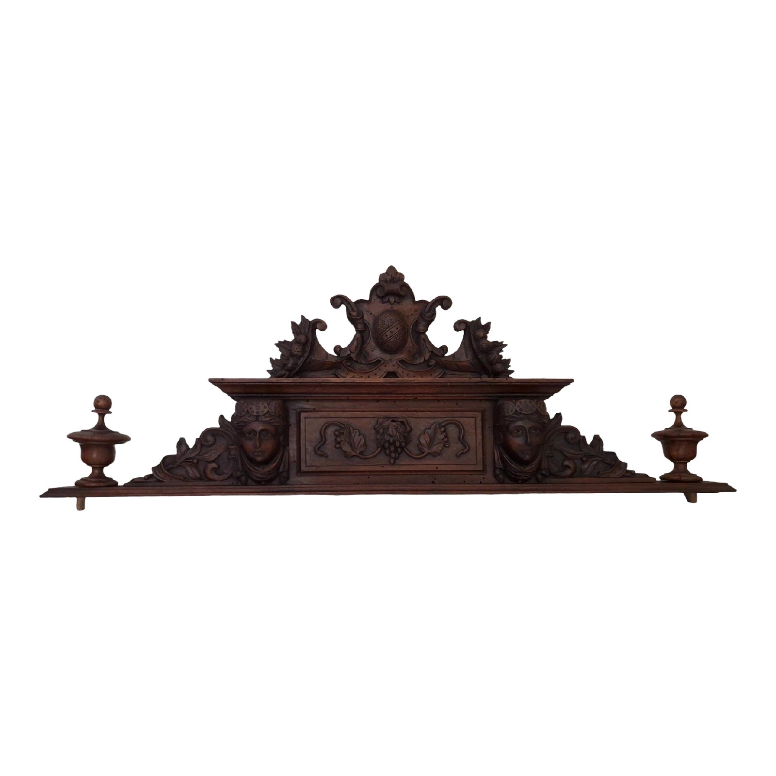 19th Century French Wooden Furniture Pediment With Hand Carved Caryatid ...