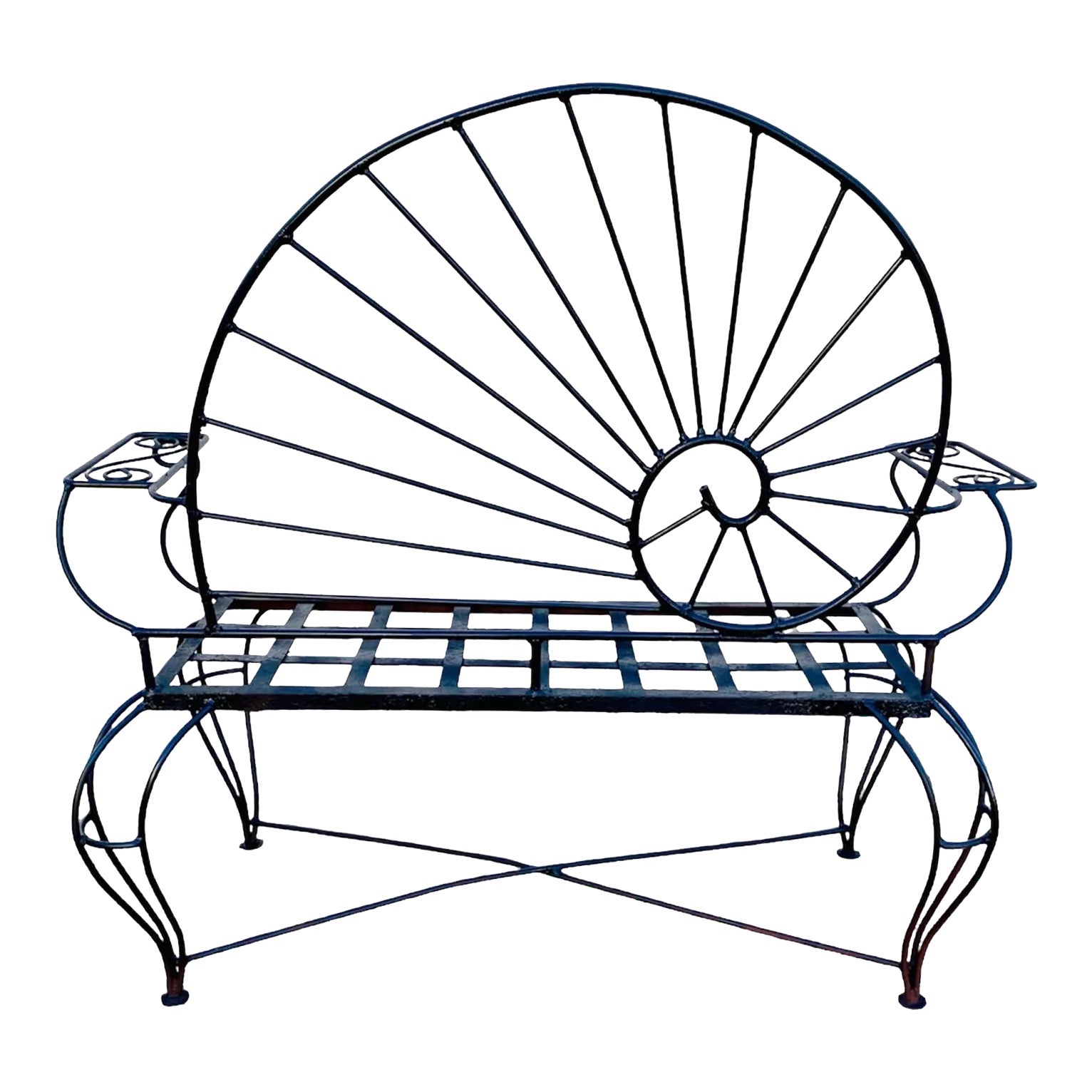 Late 20th Century Nautilus Shell Black Wrought Iron Outdoor Garden ...