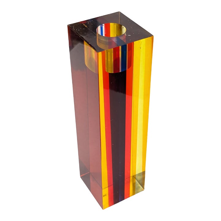 1970s Optical Graduated Lucite Candle Holder by Richard Soong | Chairish