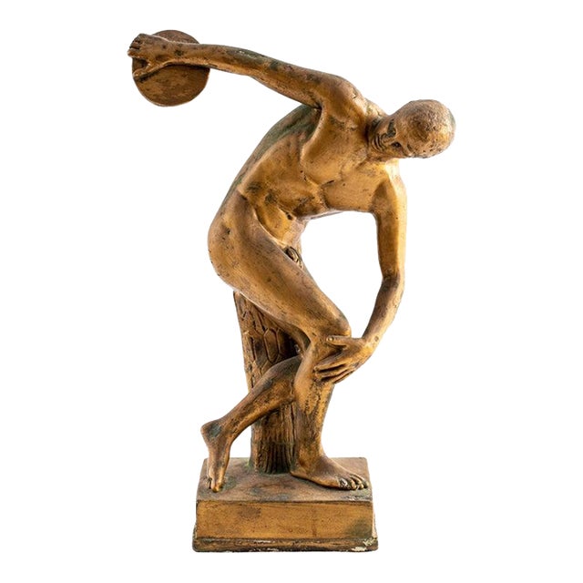 Mid 20th Century Discus Thrower Figurative Sculpture | Chairish