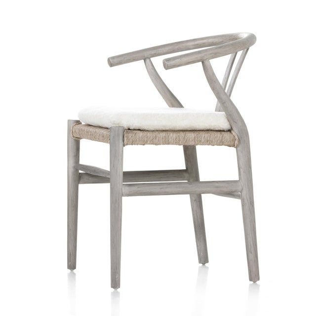 Muestra Dining Chair W/ Cushion - Cream Shorn Sheepskin, Weathered Grey ...