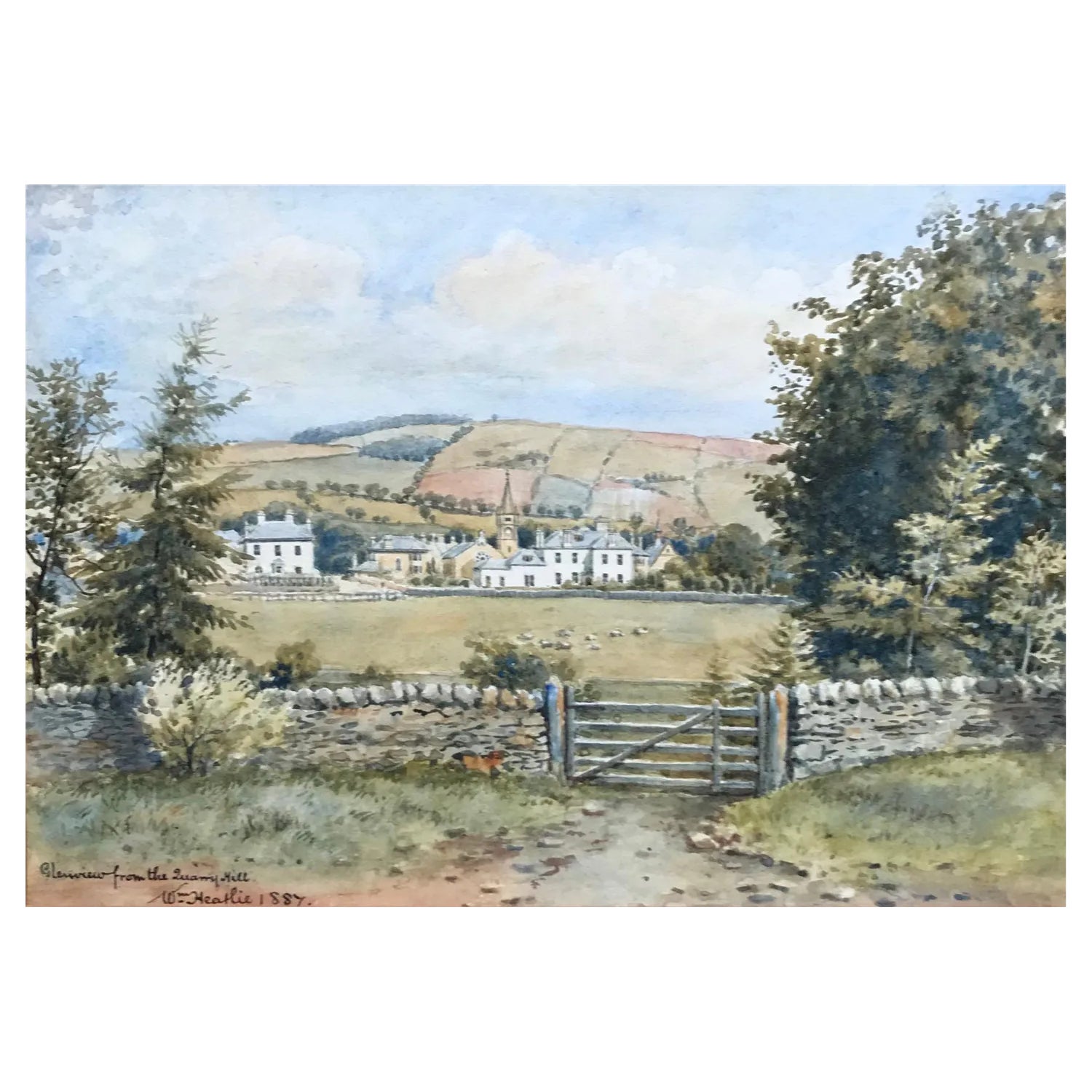 William Heatlie, Landscape, Watercolor on Paper, 1887 | Chairish