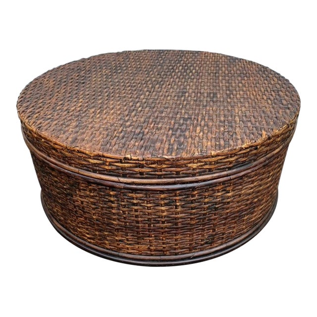Late 20th Century Coastal Wicker Storage Coffee Table | Chairish