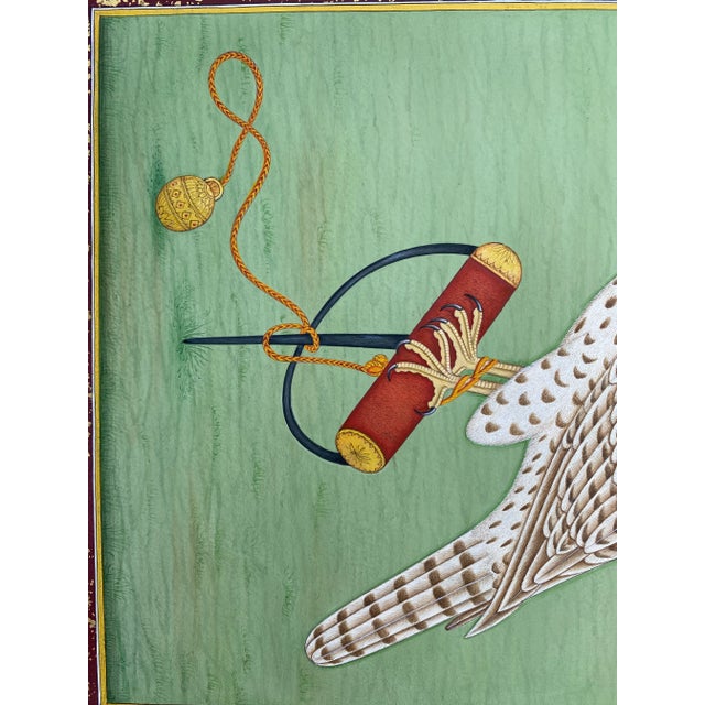 Indian Hawk Painting, Miniature Falcon Artwork | Chairish