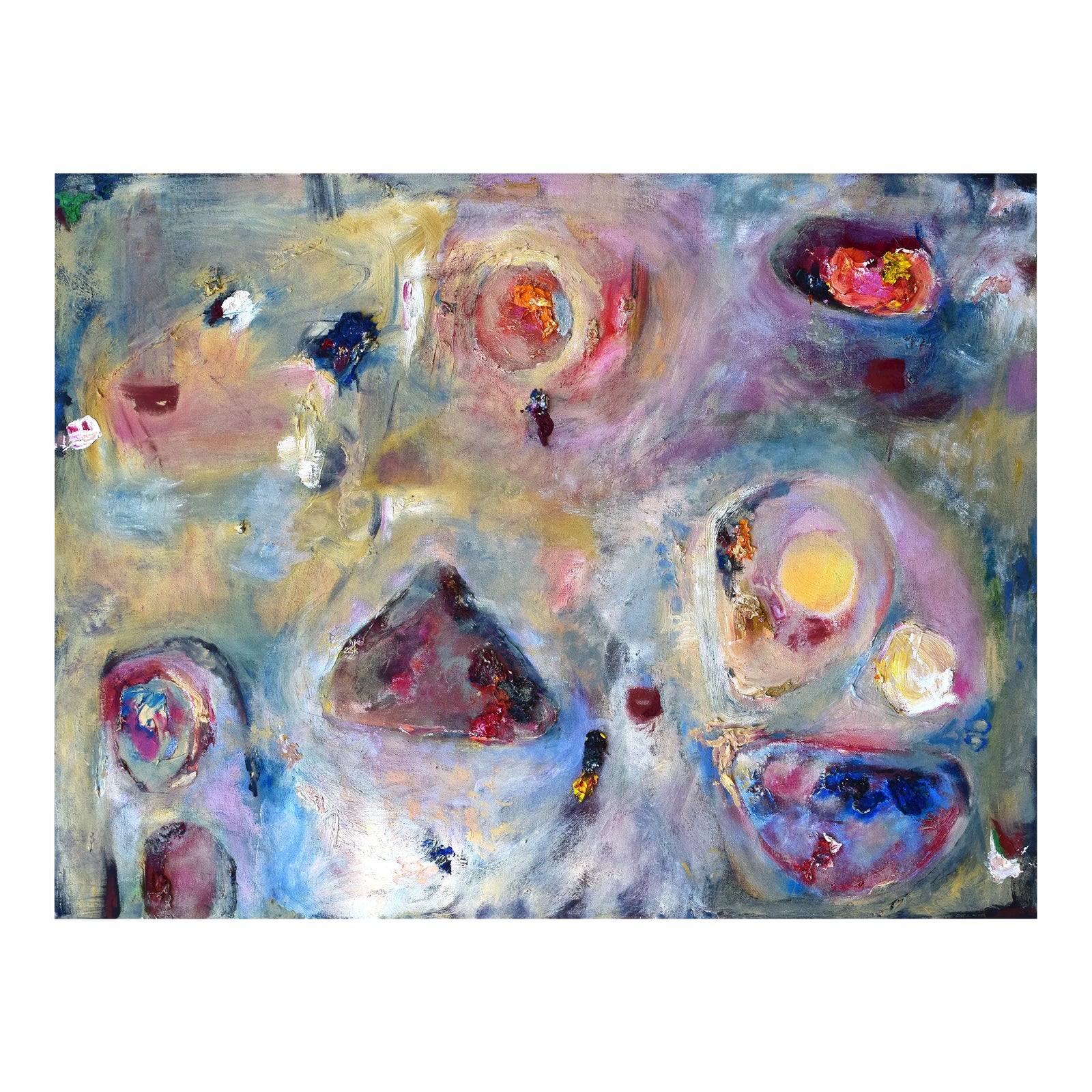 Large Contemporary Pink Abstract Expressionist Oil on Canvas Painting ...