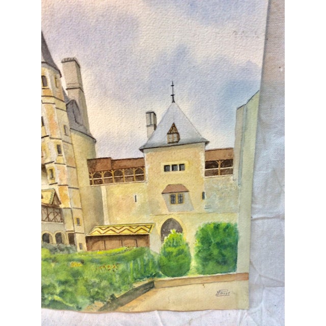 Mid 20th Century French Watercolor Painting of Chateau La Roche Pot ...